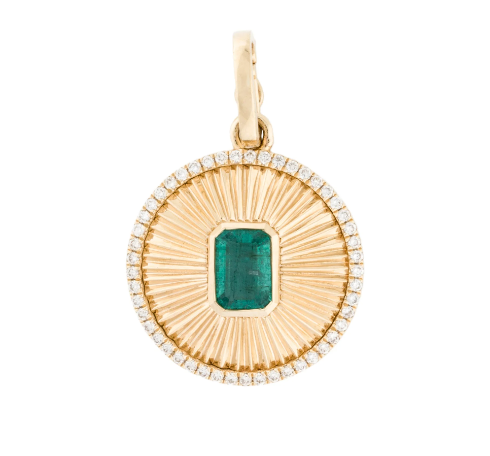 EMERALD AND DIAMOND COIN PENDANT – O R I A N N E