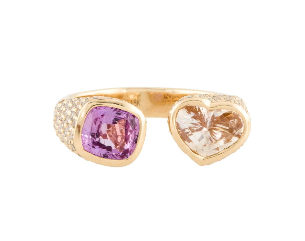 UNHEATED SAPPHIRE TWO STONE CUFF RING – O R I A N N E